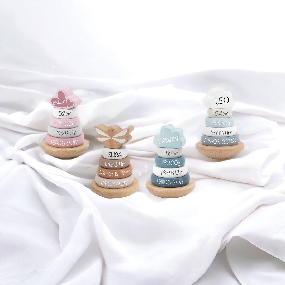 Personalized Ring Tower/stacking Tower Gift for Baptism, Birth or ...