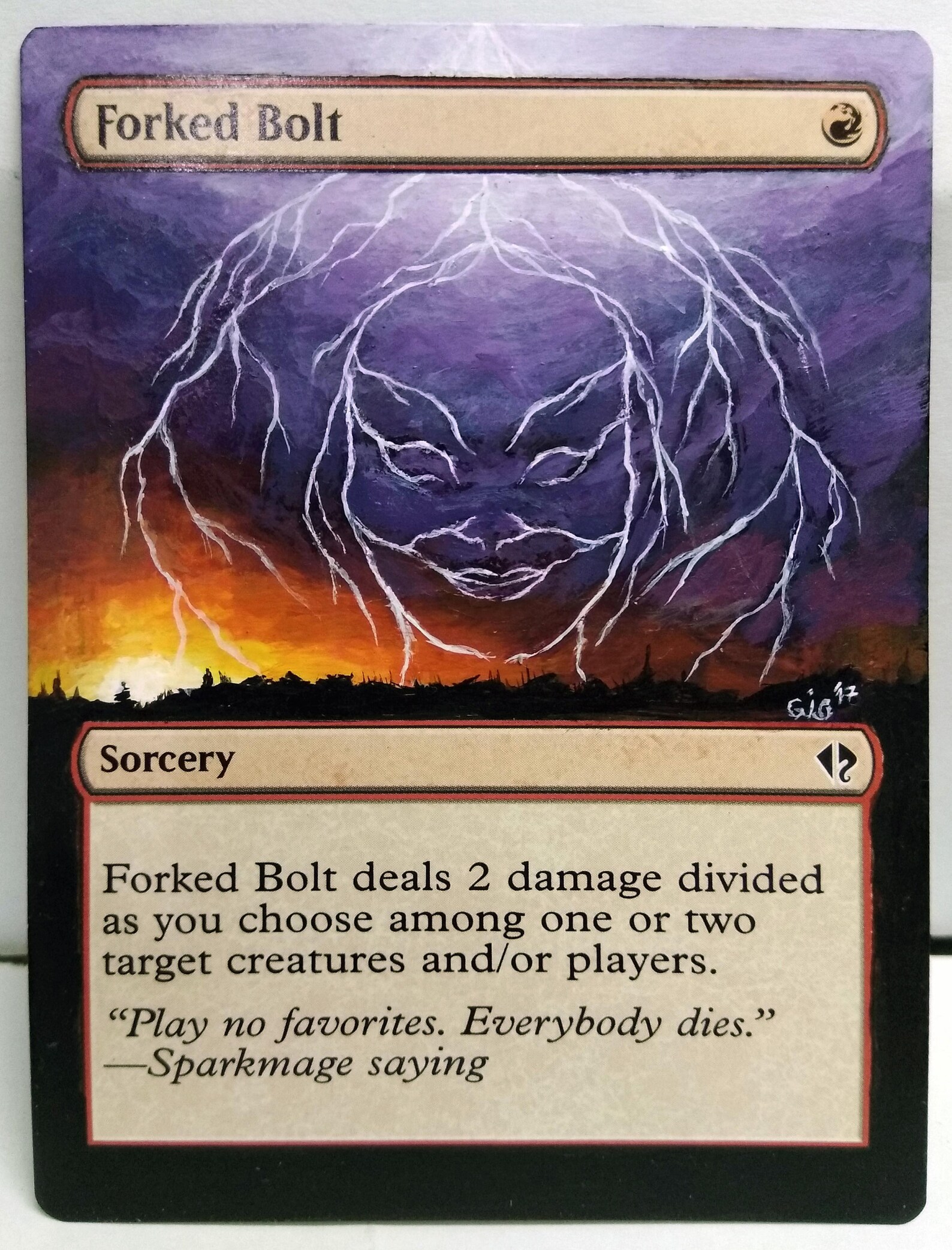 Magic Mtg Altered Art FORKED BOLT Unique Original Art Hand - Etsy