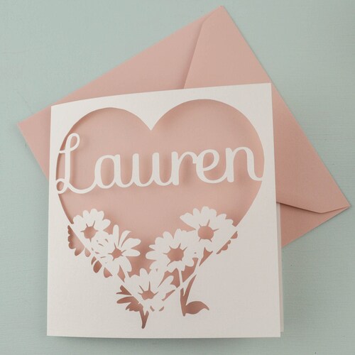 Personalised Floral Papercut Name Card Wedding / Anniversary - Etsy UK