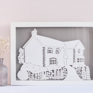 Personalised A4 House Portrait Framed Papercut, Handcut Home Cut Out ...