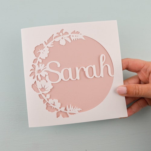 Personalised Floral Wildflower Papercut Name Card Wedding / | Etsy