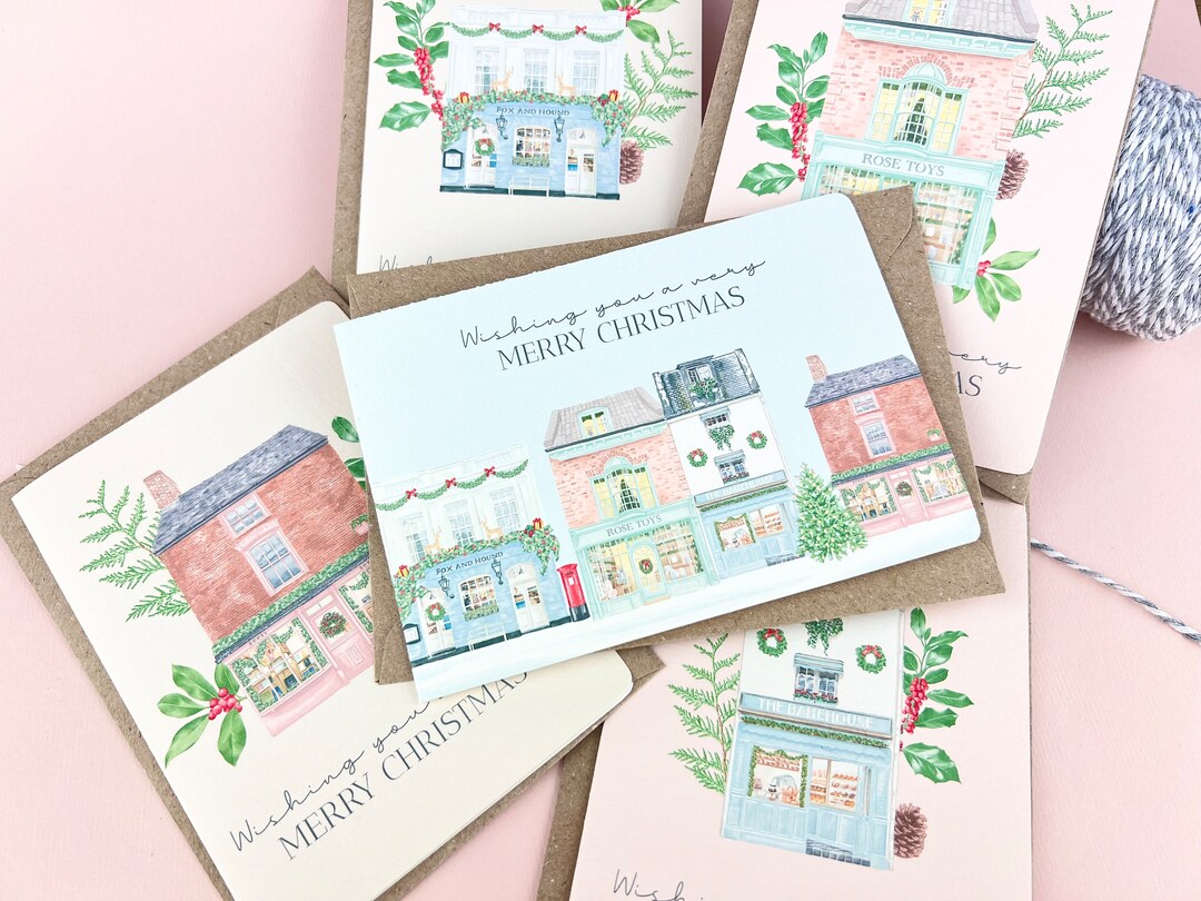 Christmas Street Shops Cards, Christmas Card Multi Pack, Pack of 5 ...