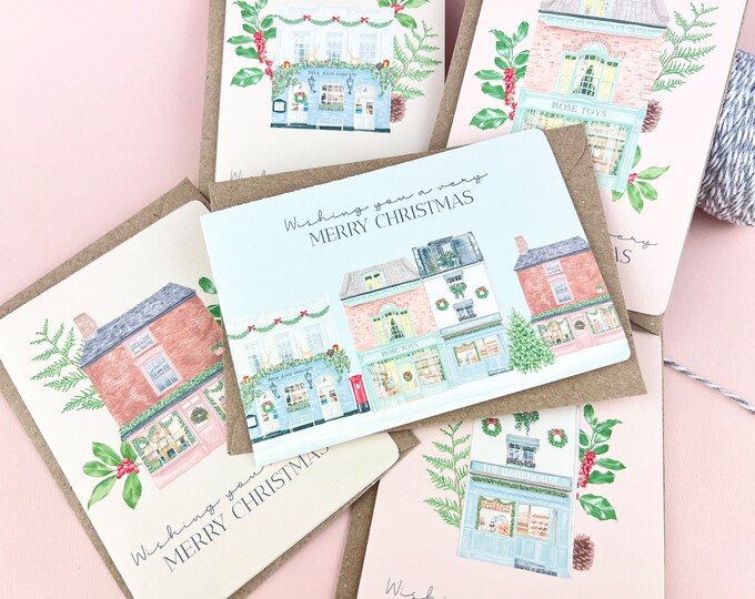 5x Christmas Watercolour Cards, Winter Holidays Card Set, Christmas ...