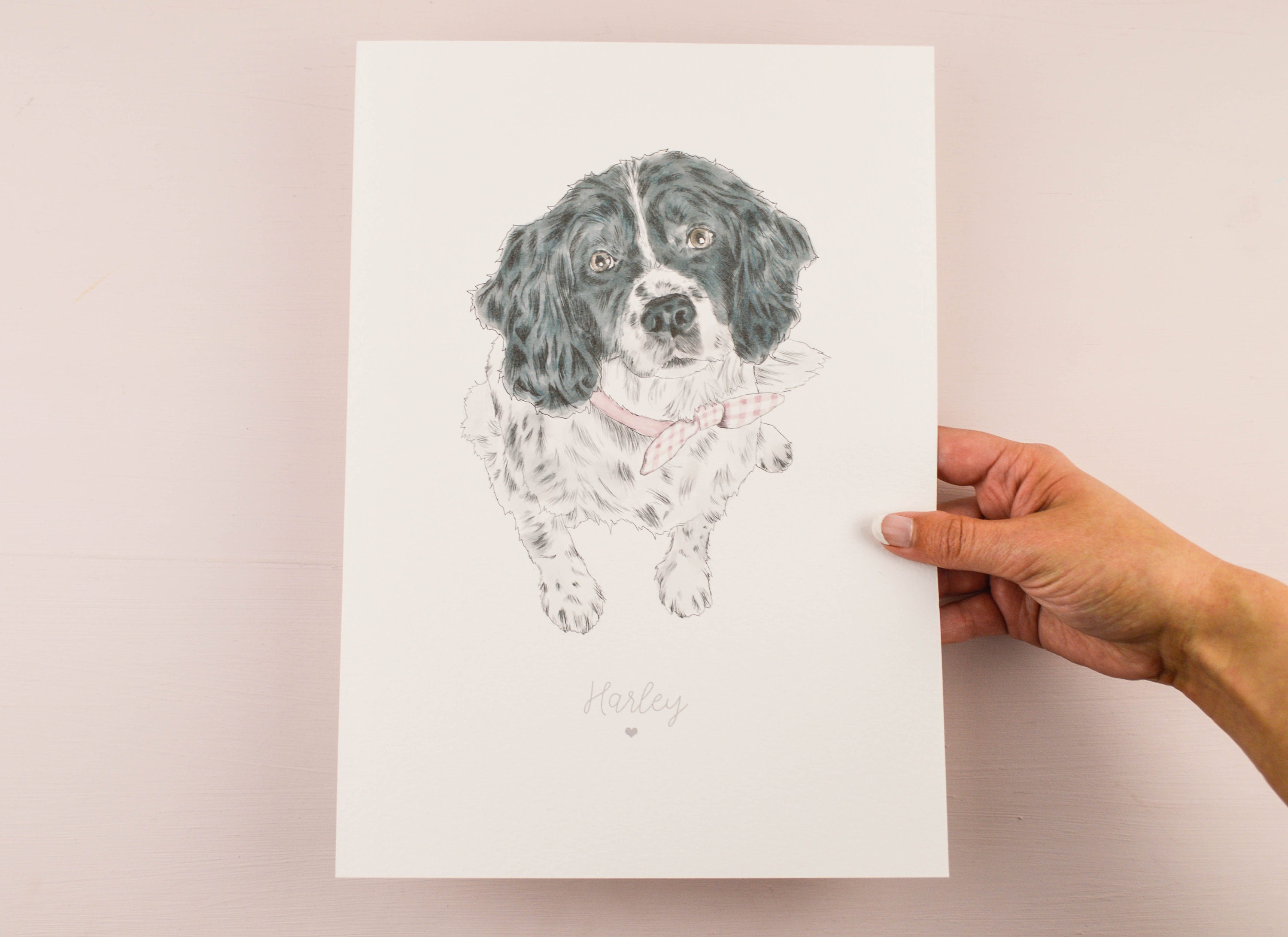 Personalised Pet Portrait Print Custom Ink & Watercolour | Etsy