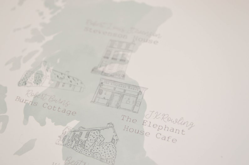 Literary Locations Writers Map Print, Jane Austen, Beatrix Potter ...