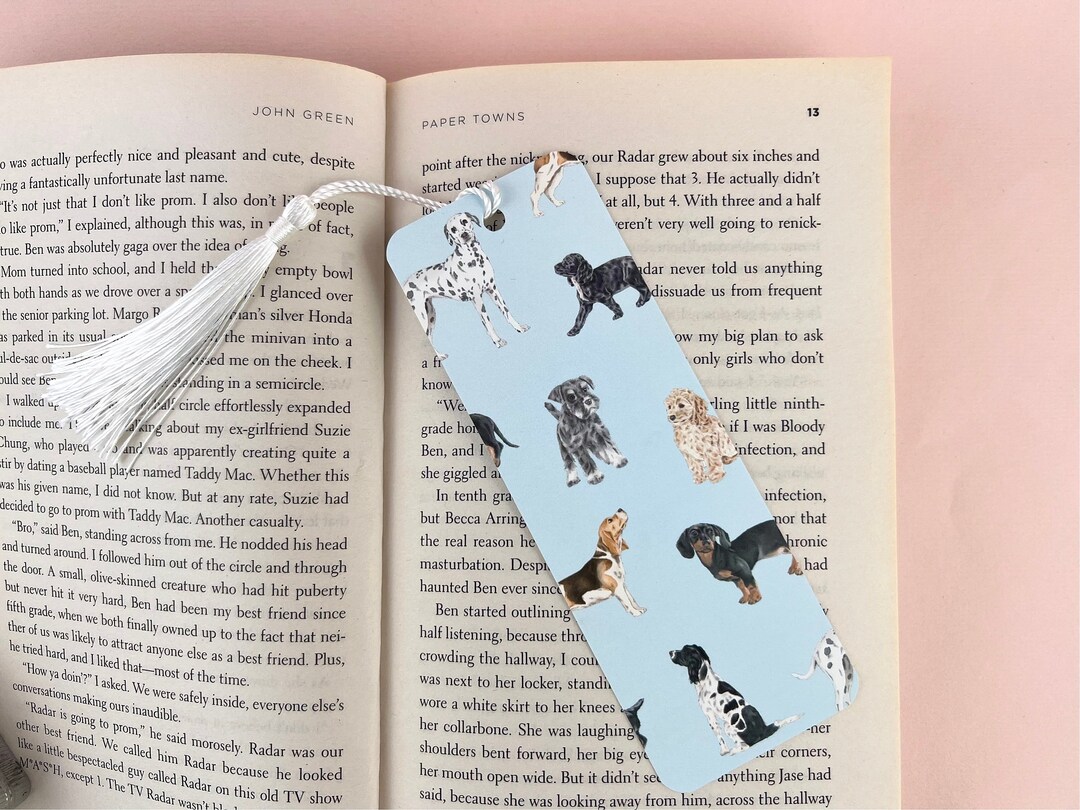 Dog Bookmark With Tassel, Puppy Dog Illustrations Bookmark, Book Lover ...