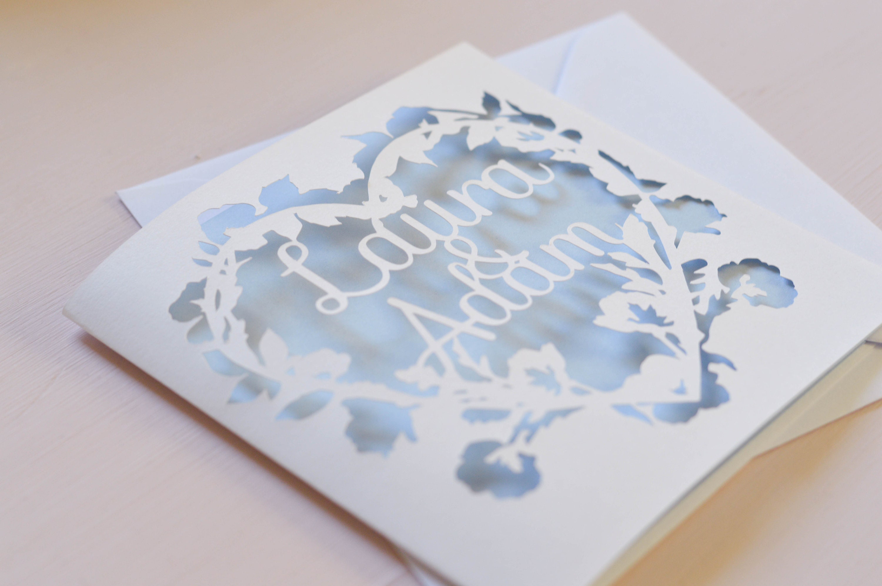 Floral Love Heart Personalised Card, Papercut Card, Personalised Names ...