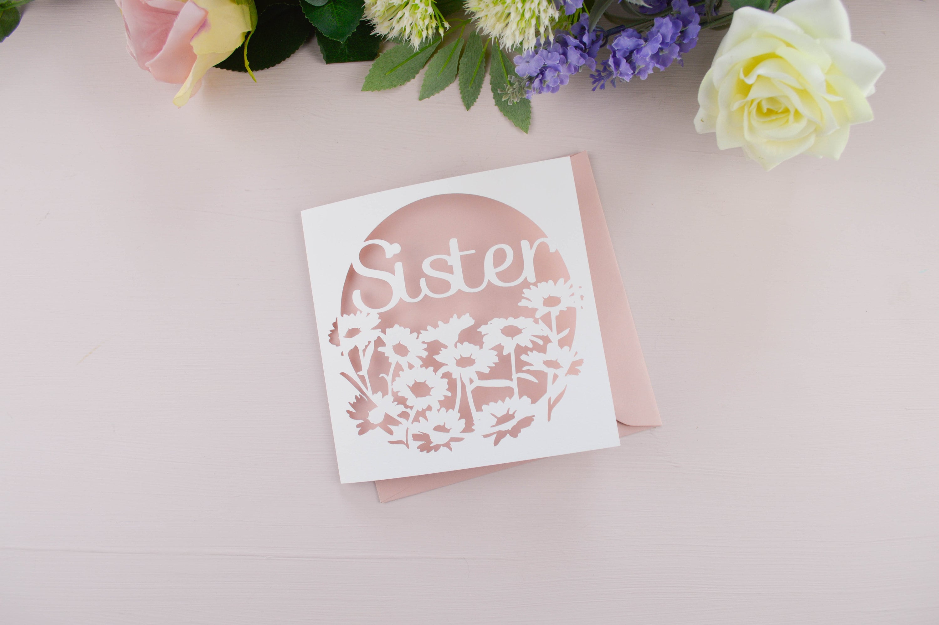 Floral Sister Papercut Card Birthday Card for Her Thank You | Etsy