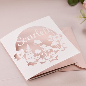 Personalised Floral Wildflower Papercut Name Card, Wedding ...
