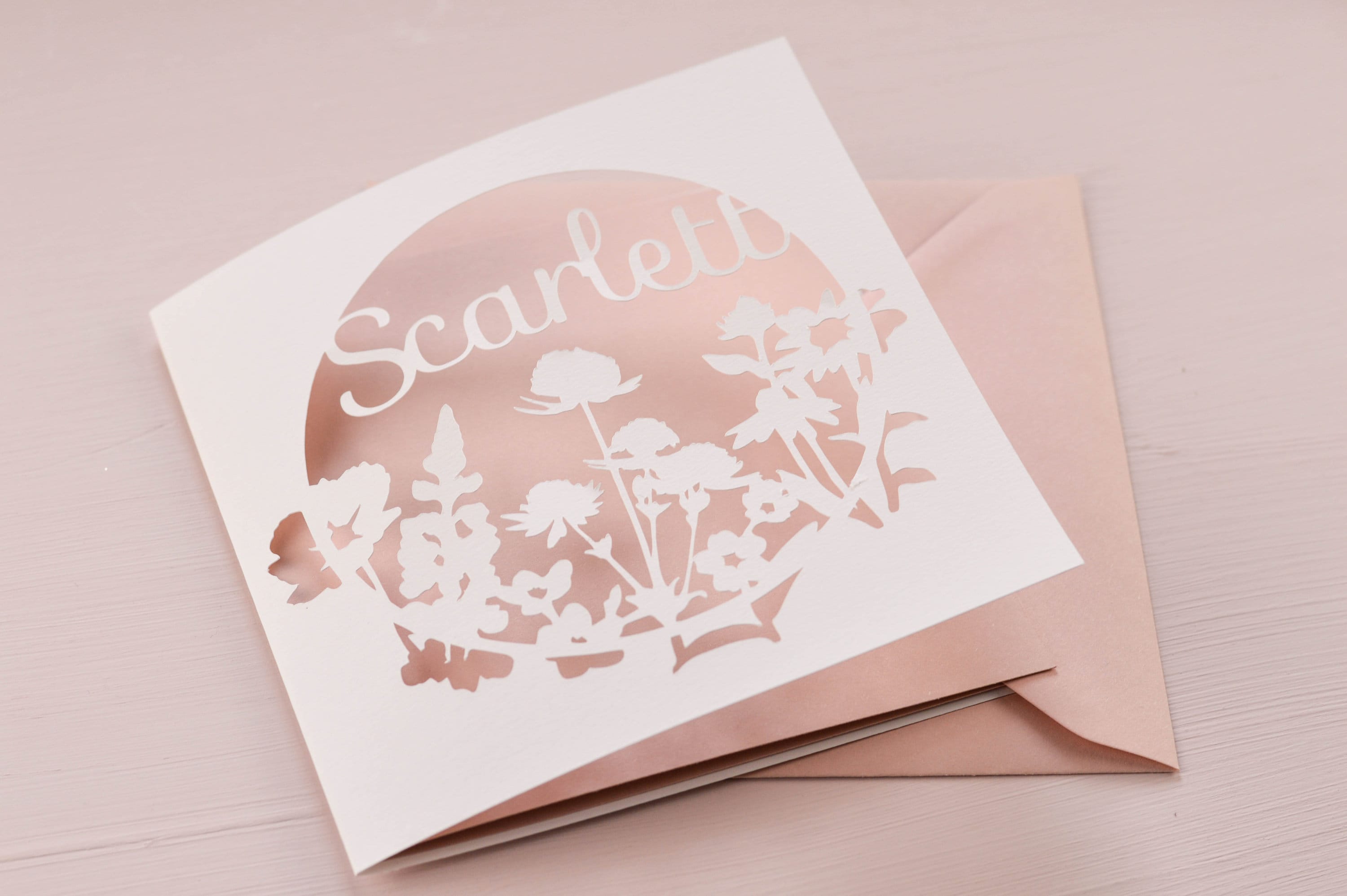 Personalised Floral Wildflower Papercut Name Card Wedding / | Etsy UK