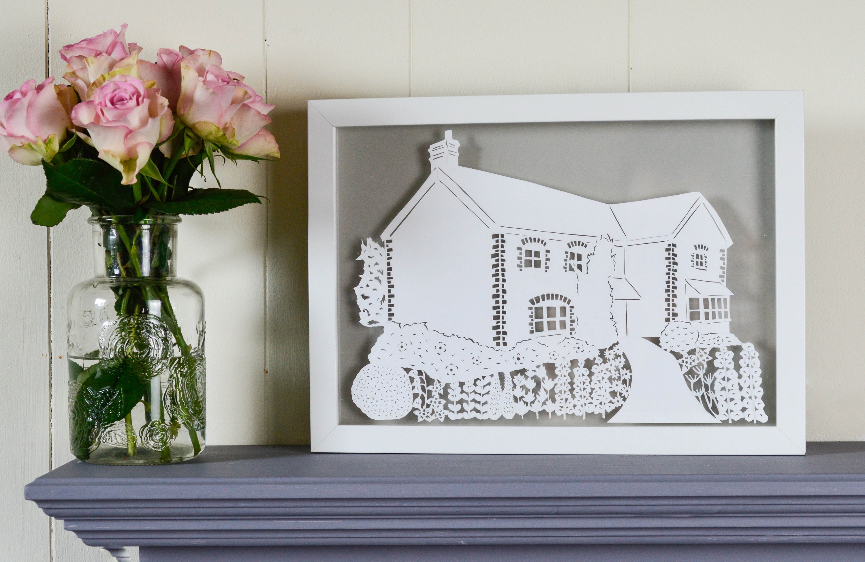 Personalised A4 House Portrait Framed Papercut Handcut Home | Etsy UK