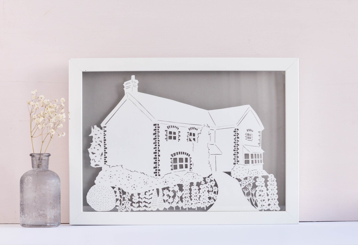 Personalised A4 House Portrait Framed Papercut Handcut Home - Etsy