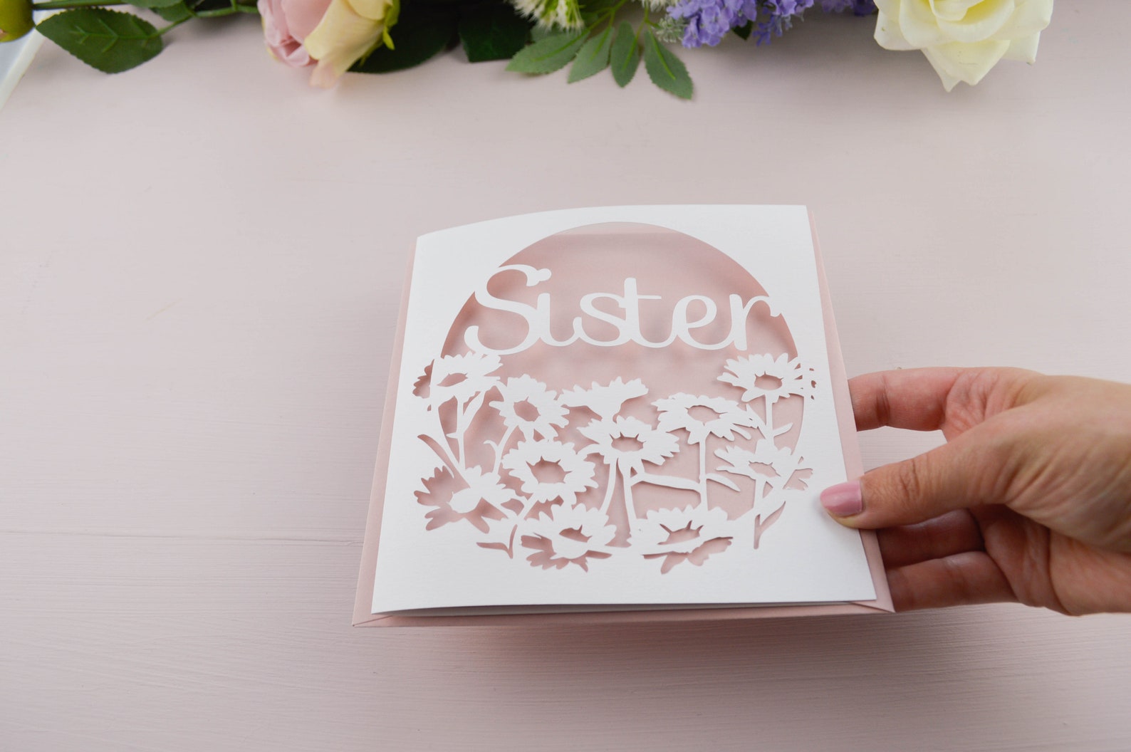 Floral Sister Papercut Card Birthday Card for Her Thank You | Etsy