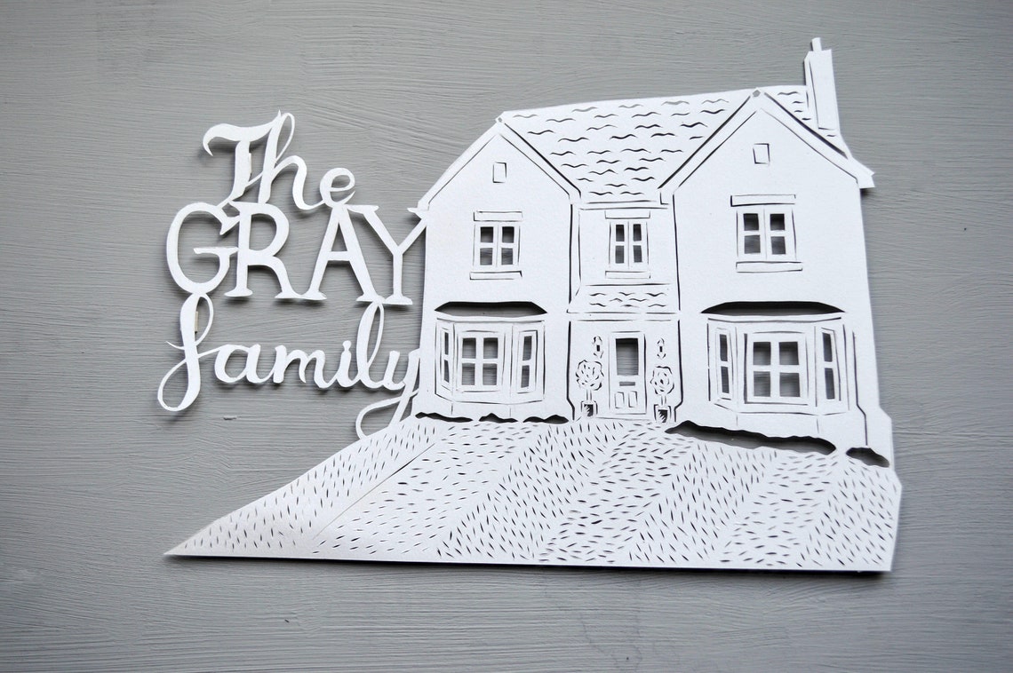 Personalised A4 House Portrait Framed Papercut Handcut Home | Etsy