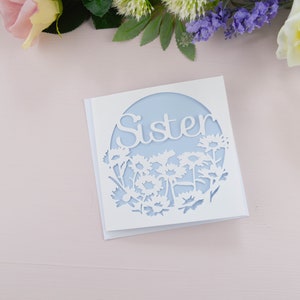 Floral Sister Papercut Card, Birthday Card for Her, Thank You Card ...
