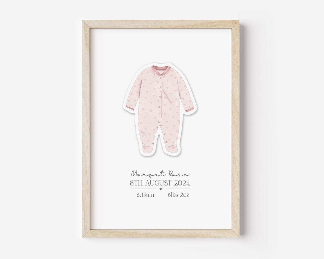 Personalised 3D Baby Grow Print, New Baby Name Art, Birth Print, Gift ...