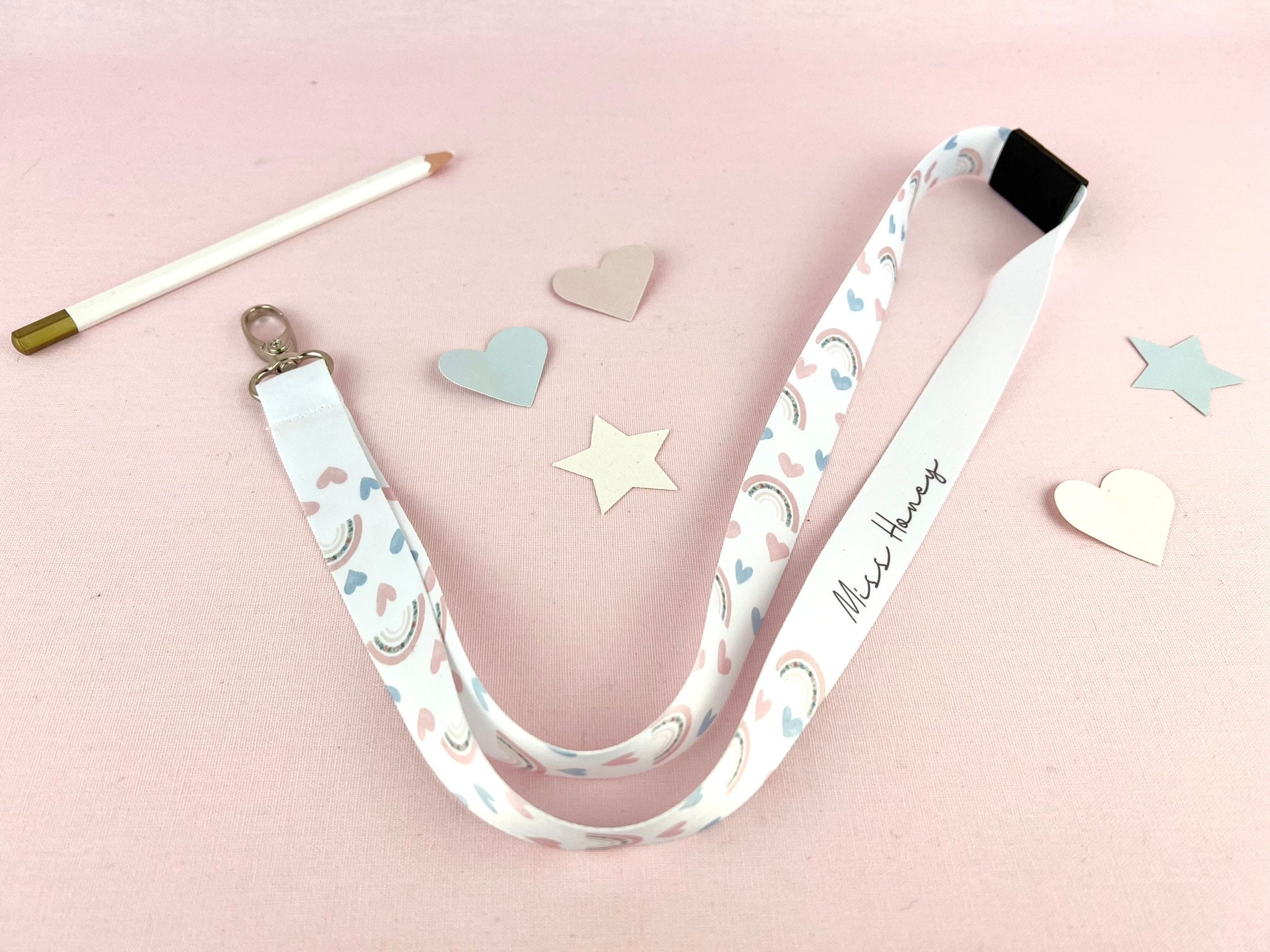 Rainbow Love Hearts Personalised Lanyard Custom Lanyard - Etsy