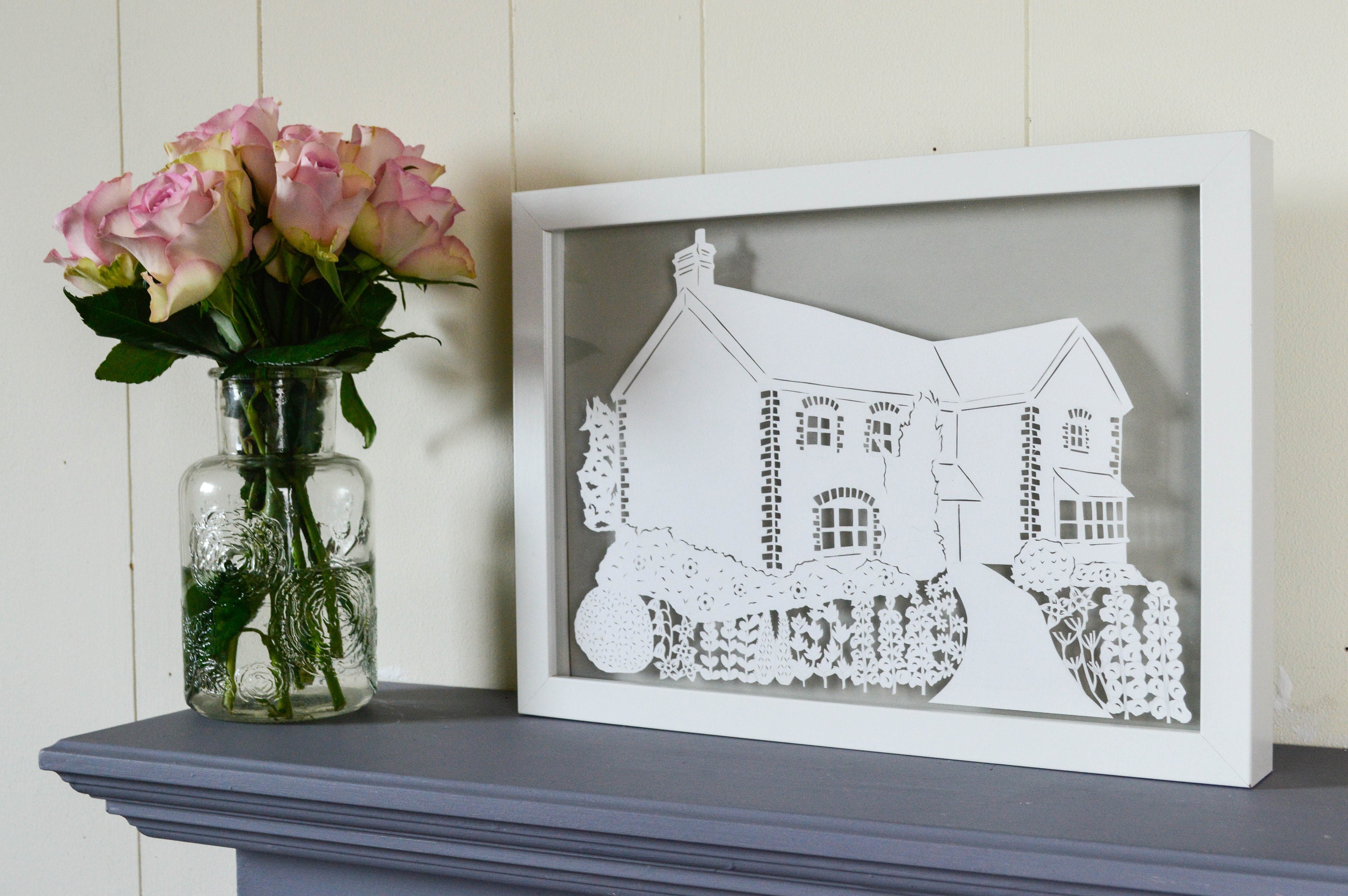 Personalised A4 House Portrait Framed Papercut Handcut Home | Etsy UK