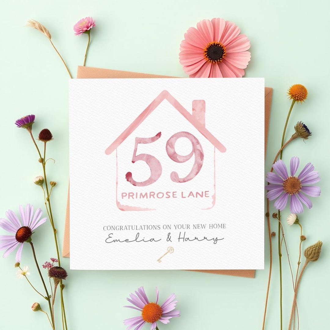 Personalised New House Shape Card, First Home Card, New Home Address ...