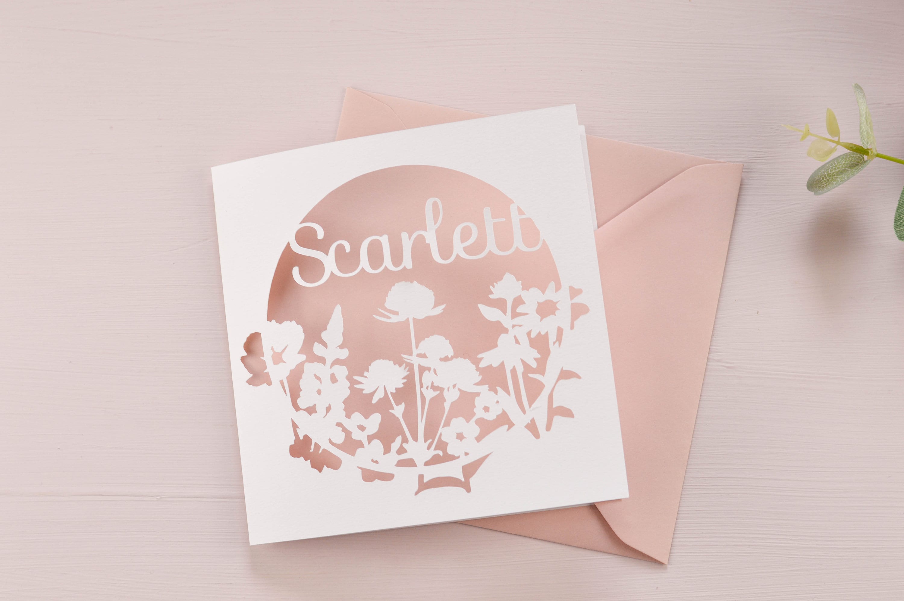 Personalised Floral Wildflower Papercut Name Card Wedding / | Etsy UK