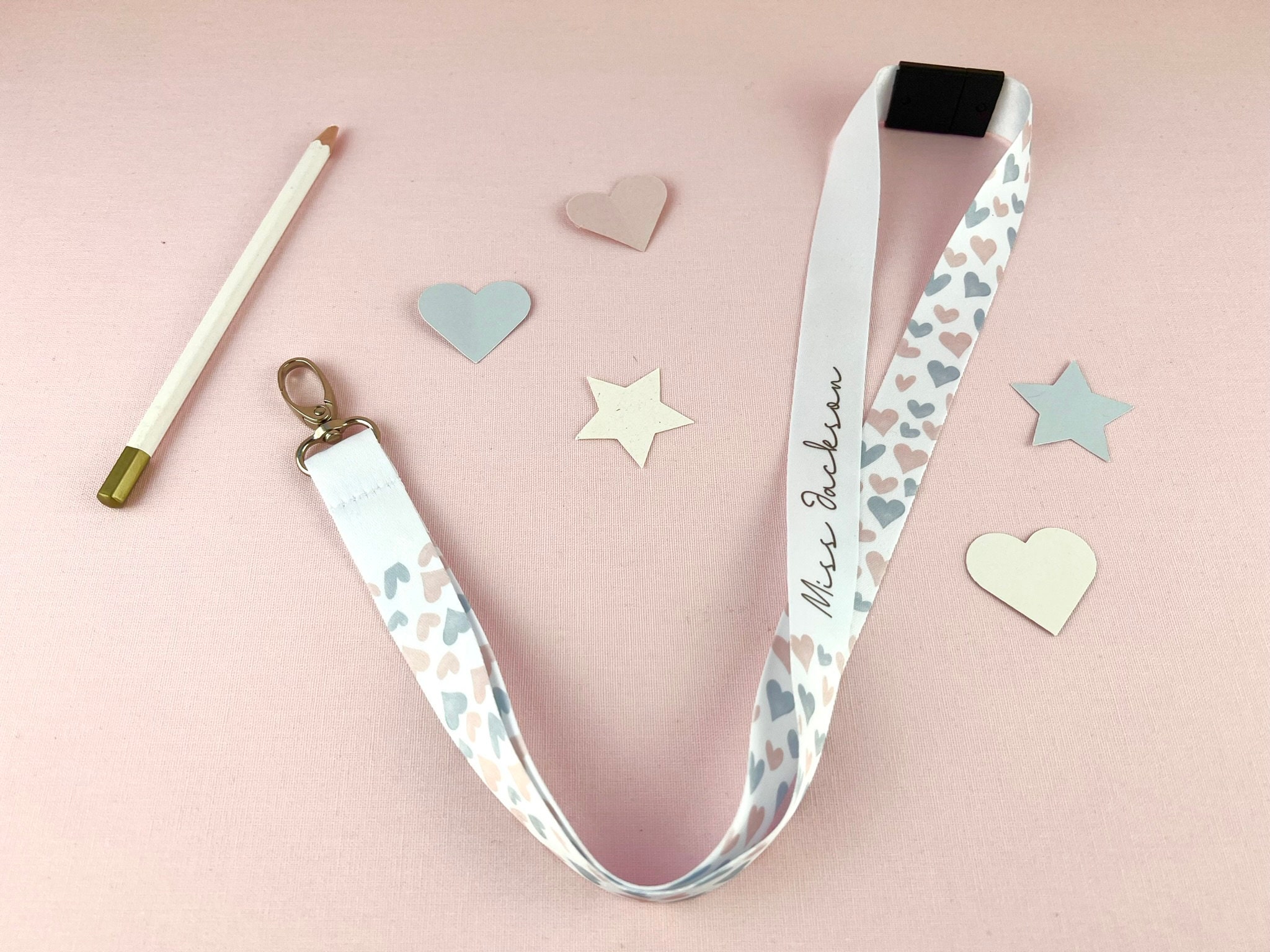 Love Hearts Personalised Lanyard Custom Lanyard Customised - Etsy UK