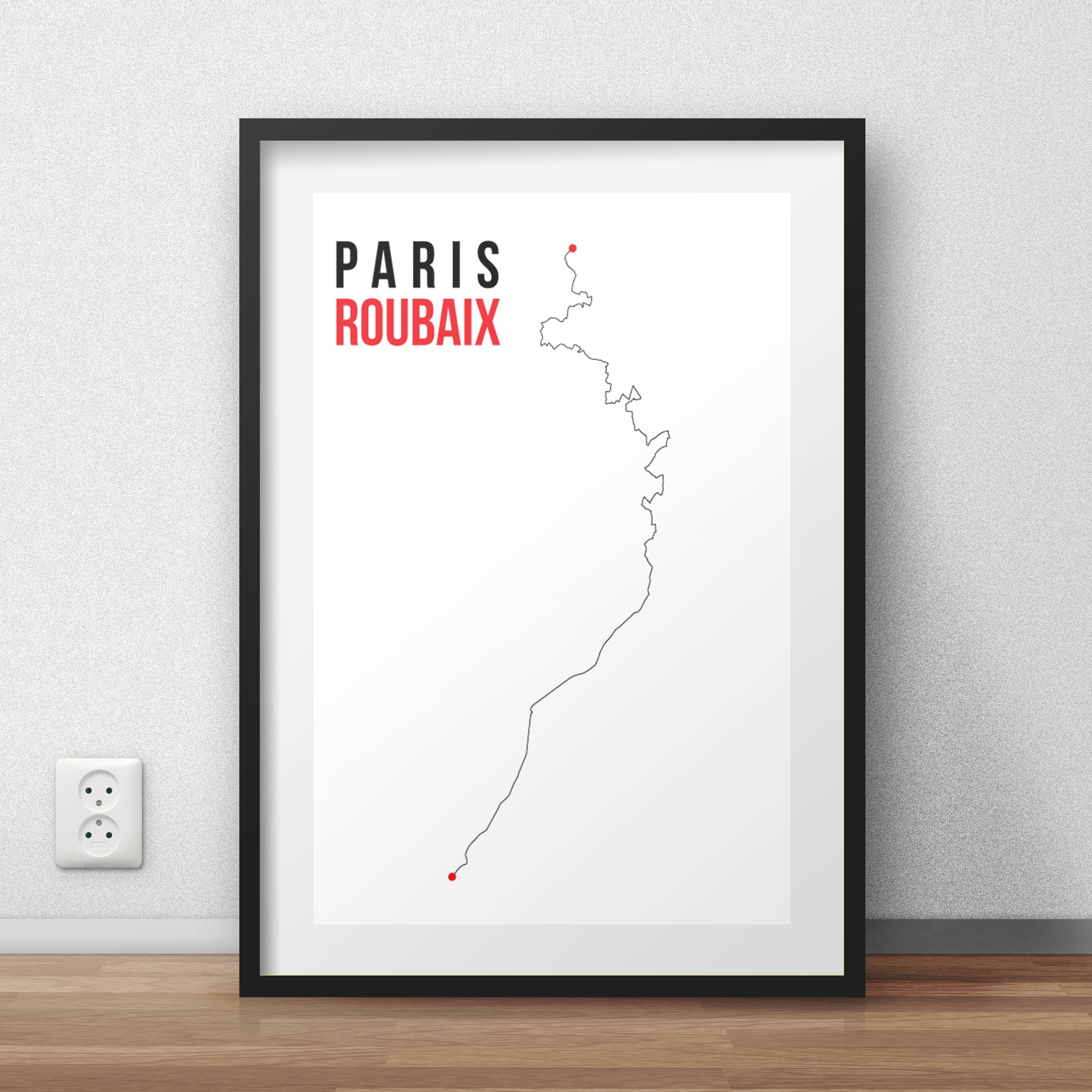 Cycling Artwork Print Paris Roubaix Route Map - Etsy UK