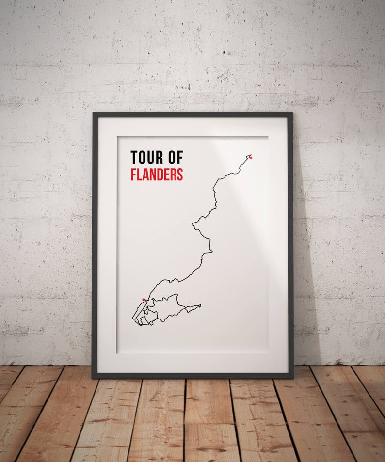 Cycling Artwork Print Tour of Flanders Route Map - Etsy