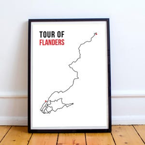 Cycling Artwork Print Tour of Flanders Route Map - Etsy