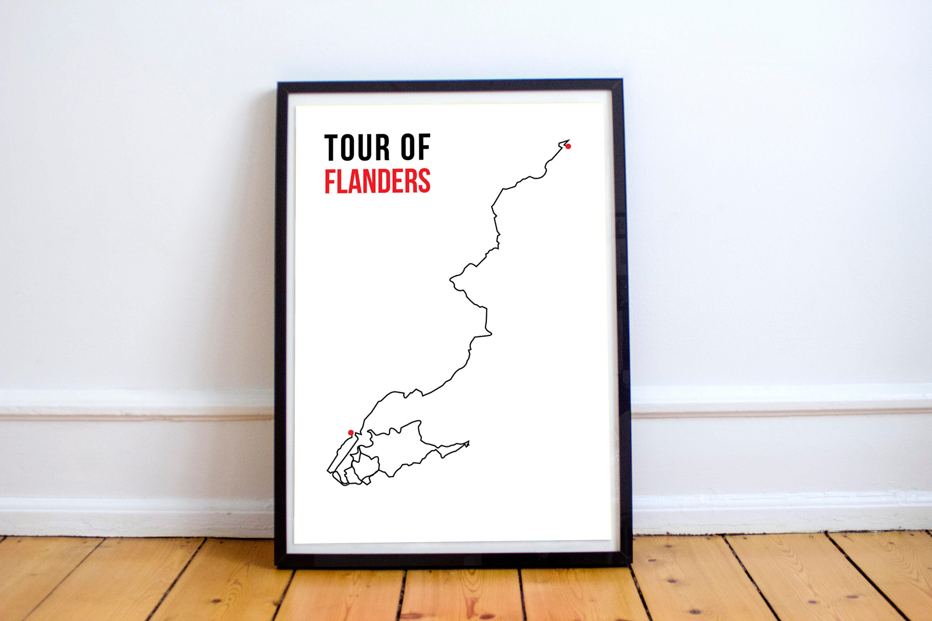 Cycling Artwork Print Tour of Flanders Route Map - Etsy