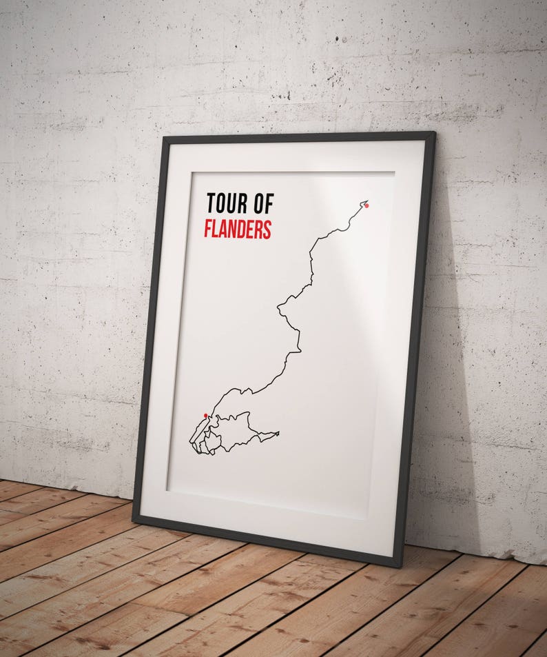 Cycling Artwork Print Tour of Flanders Route Map - Etsy