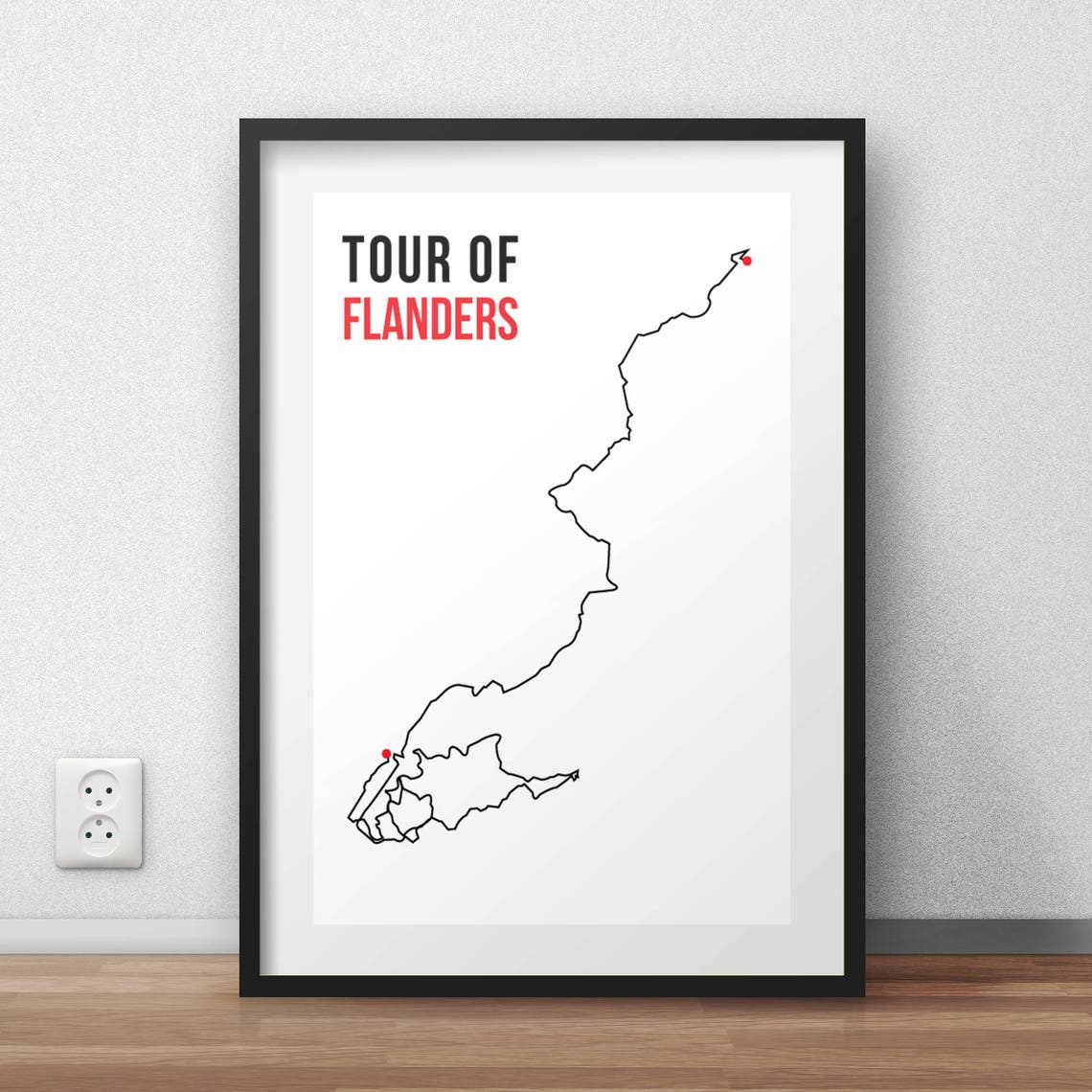 Cycling Artwork Print Tour of Flanders Route Map - Etsy