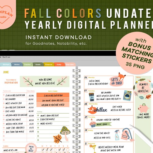 Undated Digital Planner Goodnotes Notability Ipad Planner - Etsy