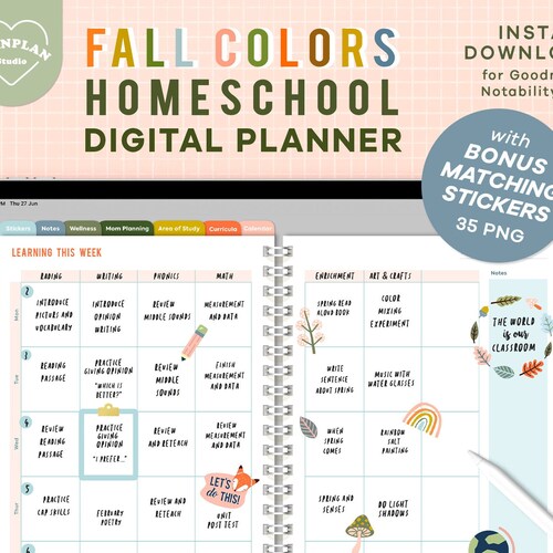 Homeschool Digital Planner in Pastels Learning at Home | Etsy