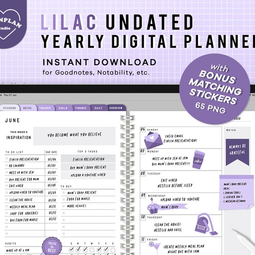 Lavender Digital Planner Purple Basic Color Ipad Planner - Etsy