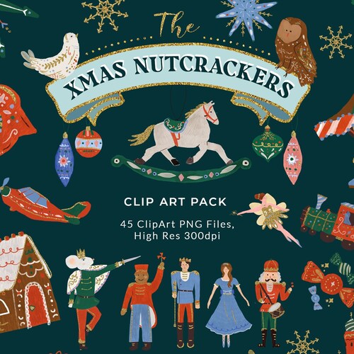 Nutcracker Ballet Christmas Watercolor Clipart Classic Xmas - Etsy