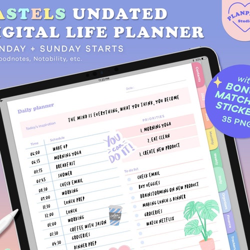 Pastel Leather Digital Planner Cover for Goodnotes Notability | Etsy