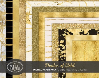 Gold digital paper | Etsy