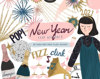 New Year Clip Art | Etsy