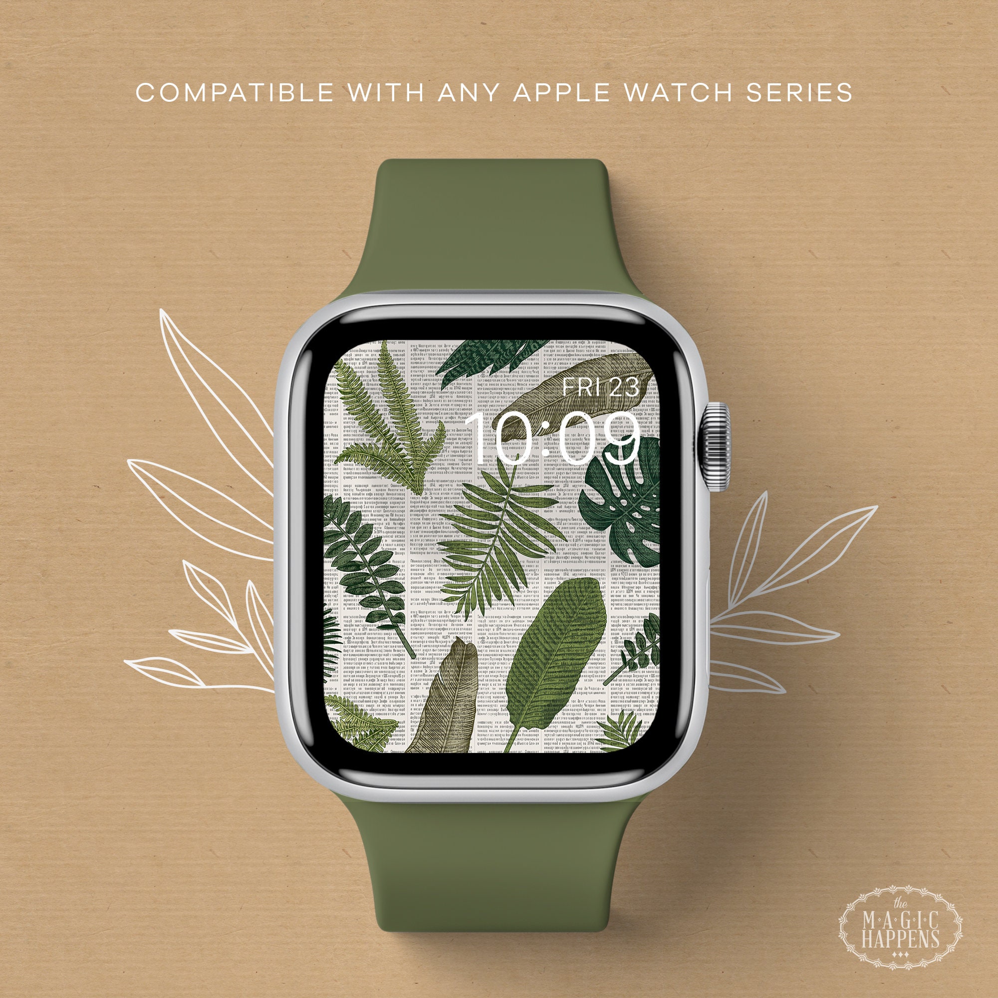Apple Watch Wallpaper Botanical Leaves 1 Aesthetic Watch - Etsy