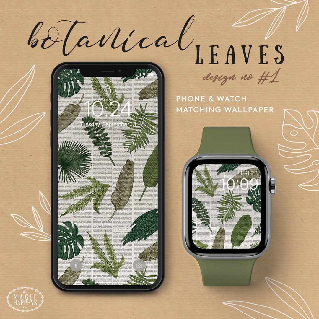 Apple Watch Wallpaper Botanical Leaves 1 Aesthetic Watch - Etsy