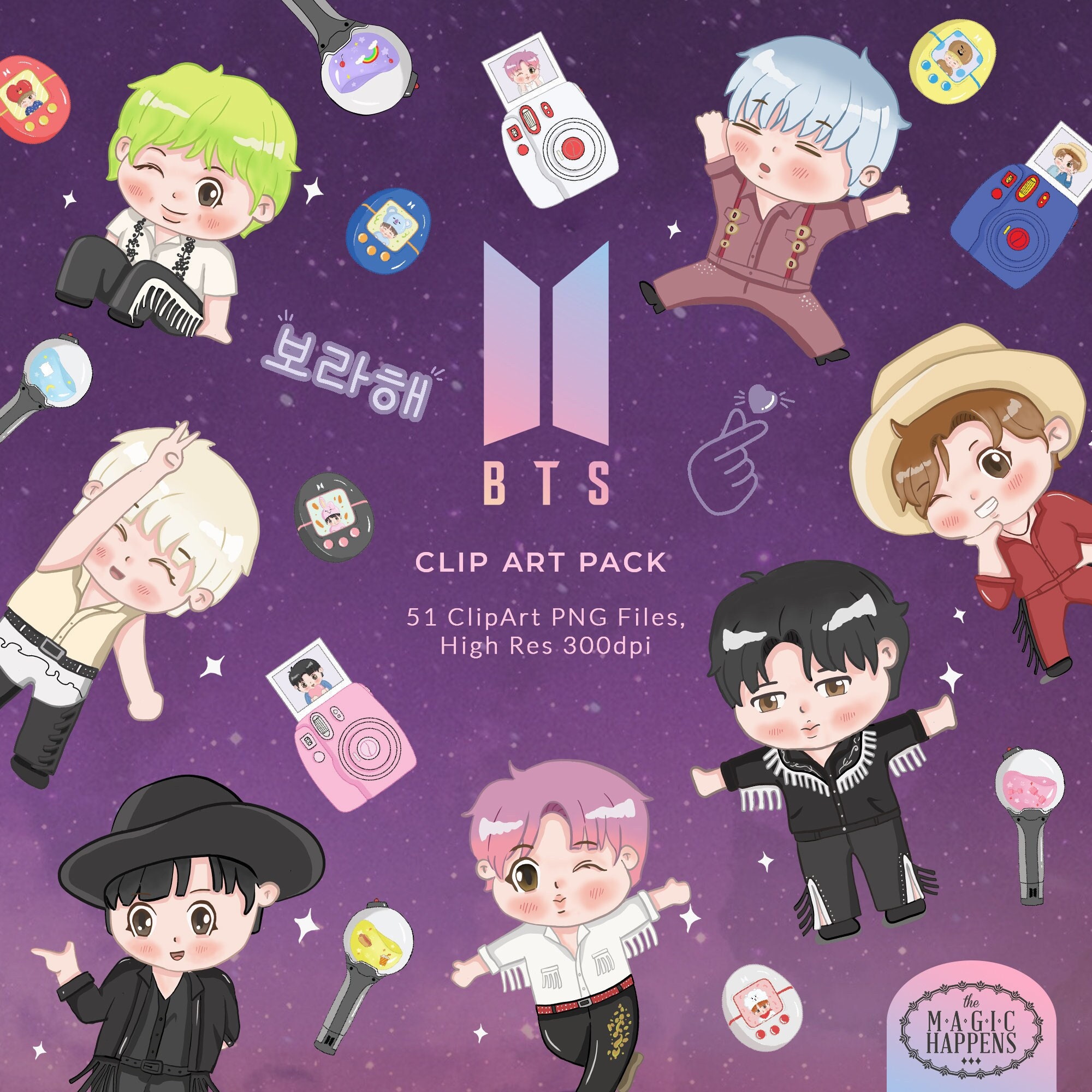 BTS Clip Art Bangtan Boys Clipart Kpop Idol Graphics BT21 | Etsy
