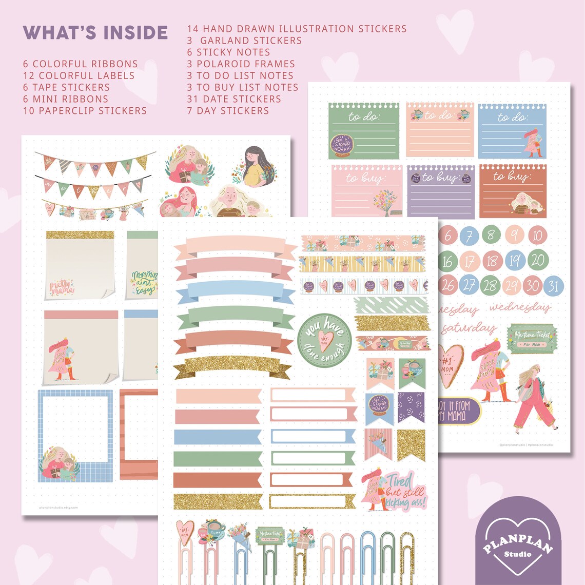 Pastel Mom Planner Stickers Mother Digital Stickers Mothers - Etsy