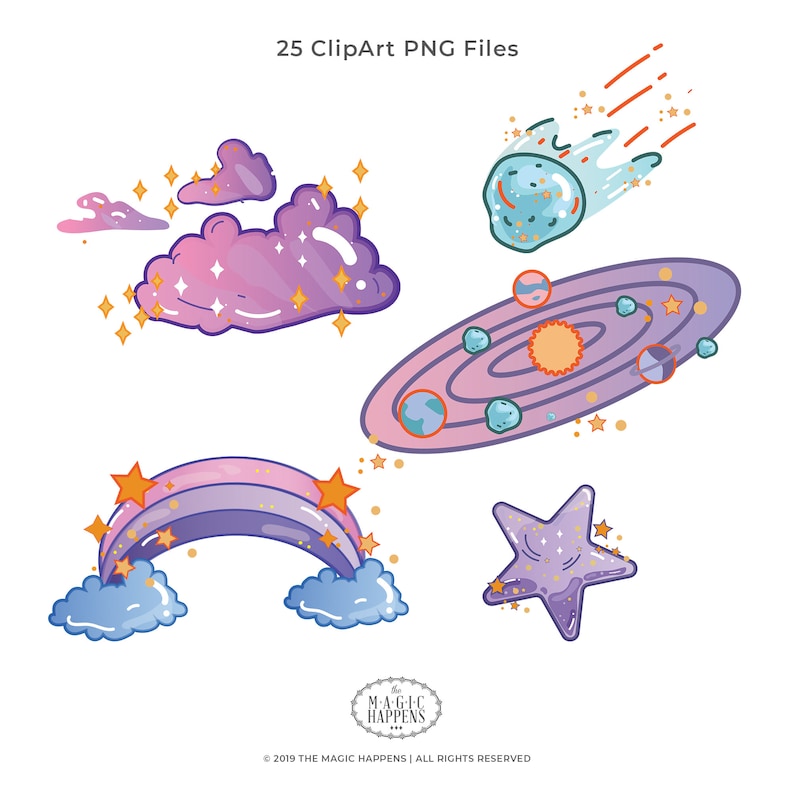 Cosmic Galaxy Clip Art Galaxy Clipart Hand Drawn Galaxy Clip | Etsy