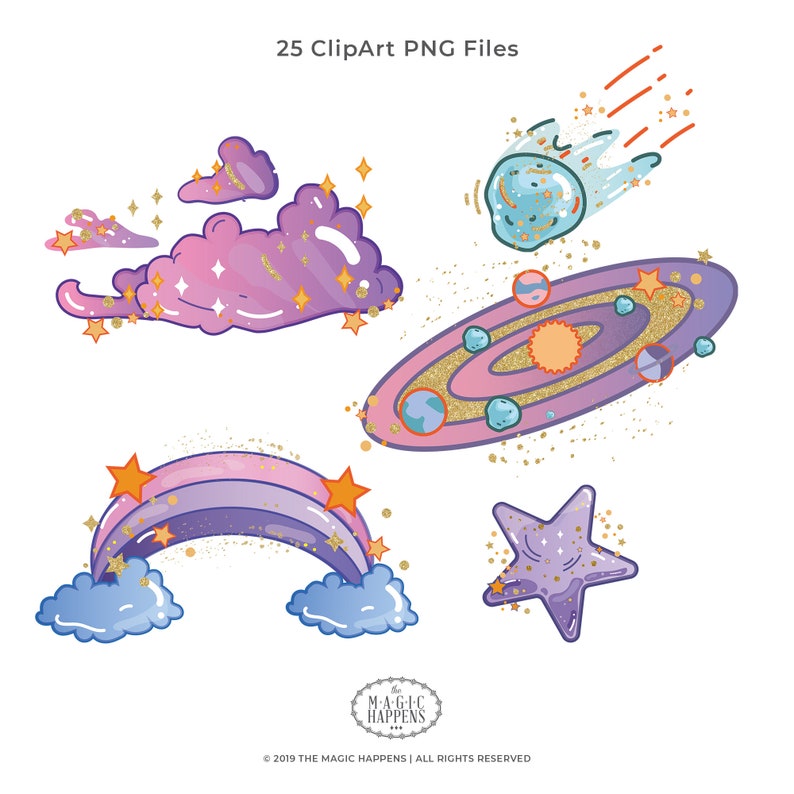 Cosmic Galaxy Clip Art Galaxy Clipart Hand Drawn Galaxy Clip | Etsy