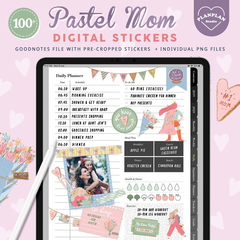 Pastel Mom Planner Stickers Mother Digital Stickers Mothers - Etsy