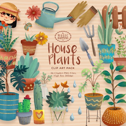 Watercolor House Plants Clip Art Indoor Plants Potted Plant - Etsy