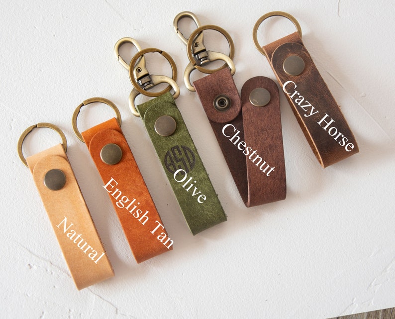 Custom Leather Keychain Personalized Distressed Leather | Etsy