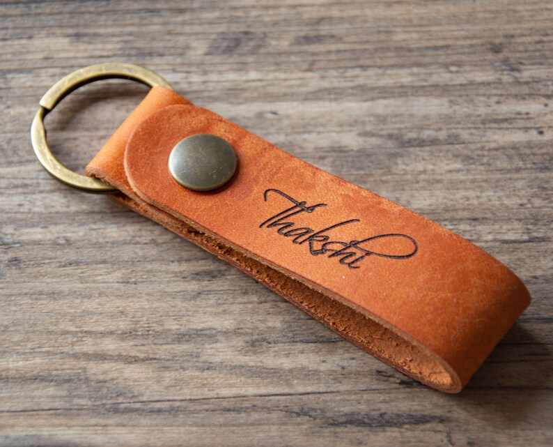 Custom Leather Keychain Personalized Distressed Leather | Etsy