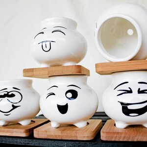 Funny Face Succulent Pot - Cactus Pot - Small Planter With Drainage ...