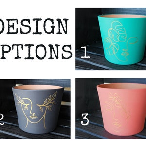 Botanical Line Drawing Hand Painted Pot | Gold Face Pot | Terracotta ...